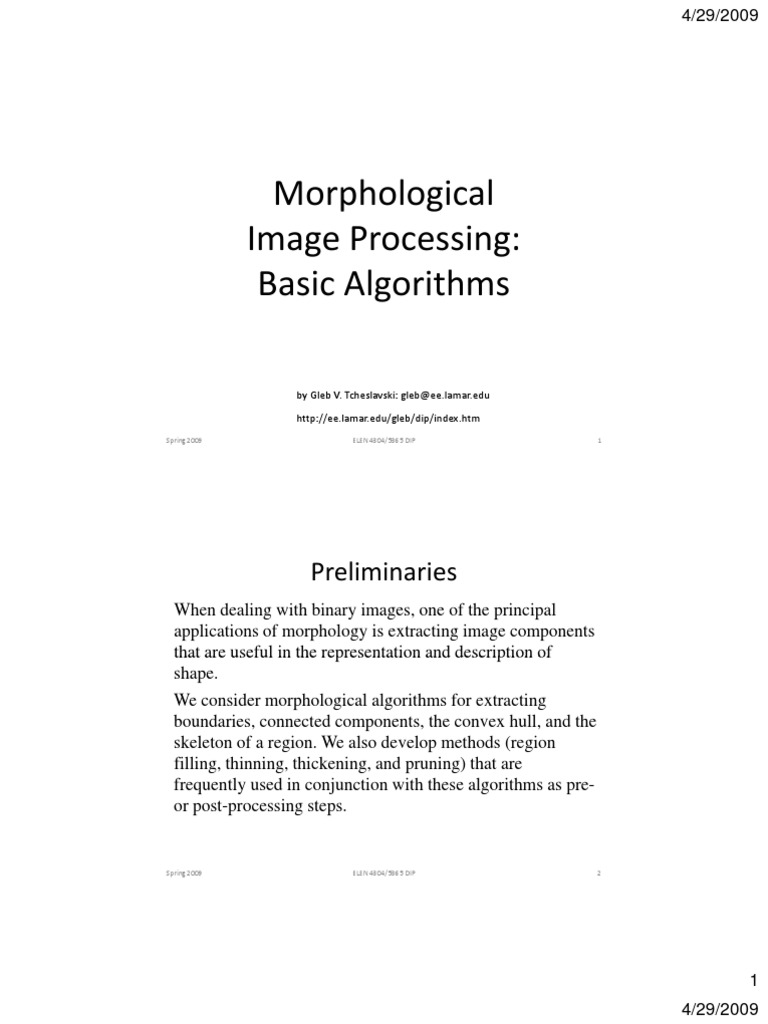 10-2 - Morphological Image Processing | PDF | Multidimensional Signal ...