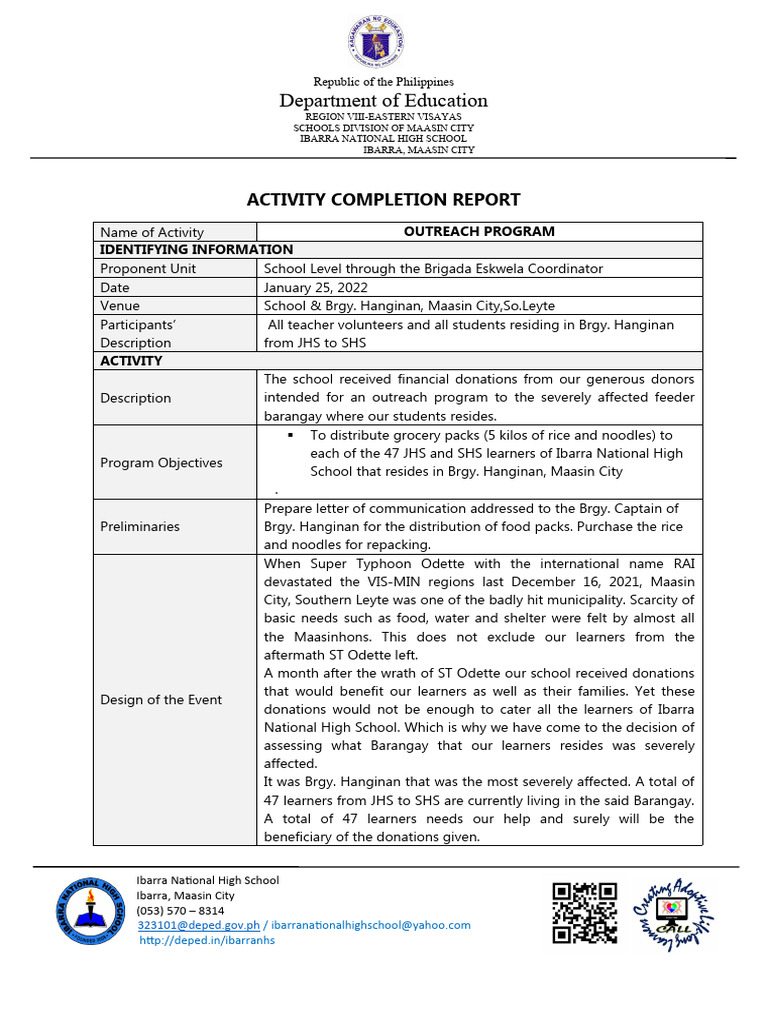 Acr - Outreach Program | PDF | Tropical Cyclones | Natural Hazards