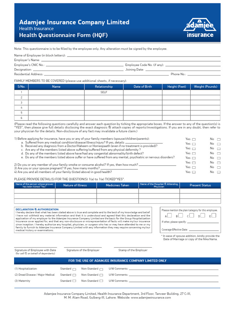 Health Questionnaire Form English | PDF | Physician | Psychiatry