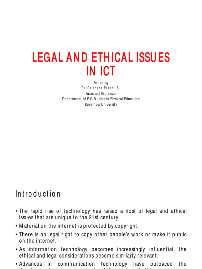 Legal and Ethical Issues | PDF | Internet | Privacy