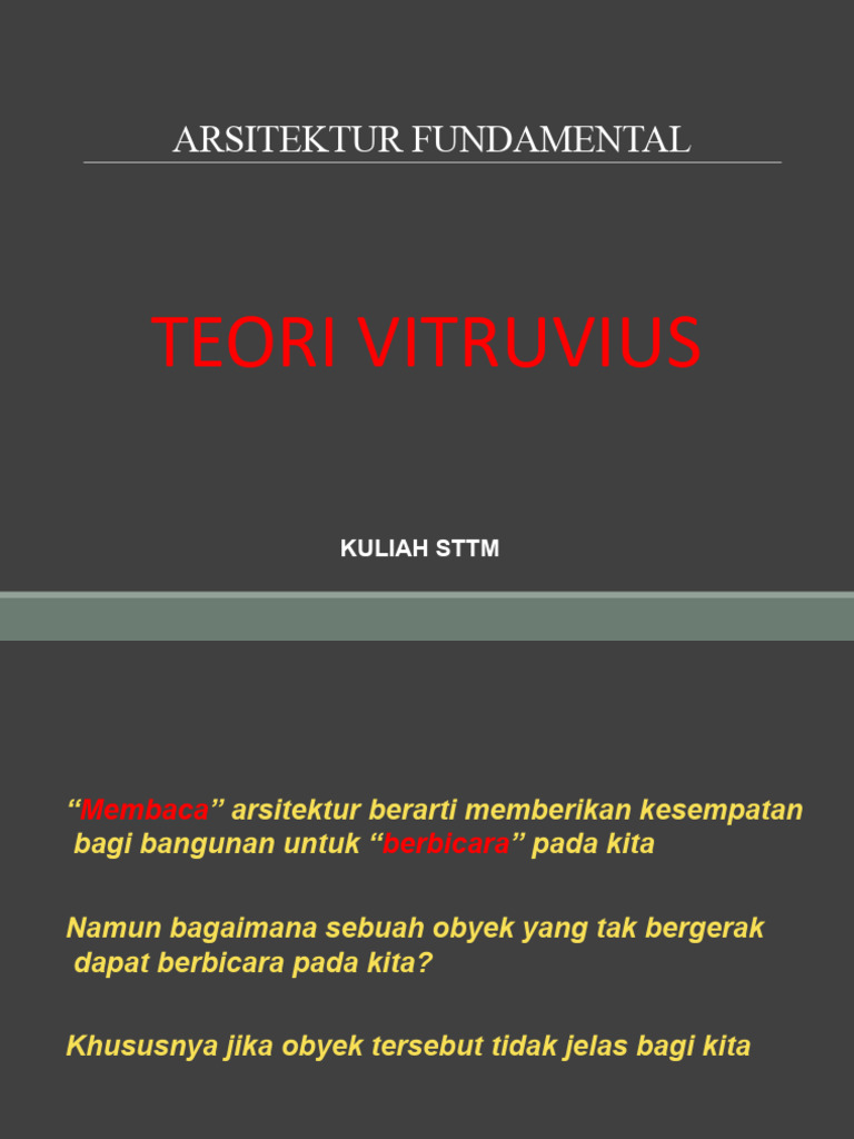 Kuliah Arsitektur Fundamental (STTM) Teori Vitruvius | PDF