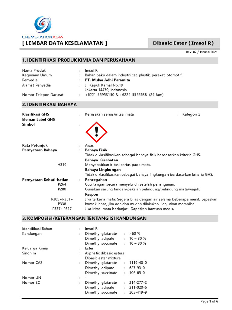 SDS Imsol R (IN) Rev. 07 | PDF