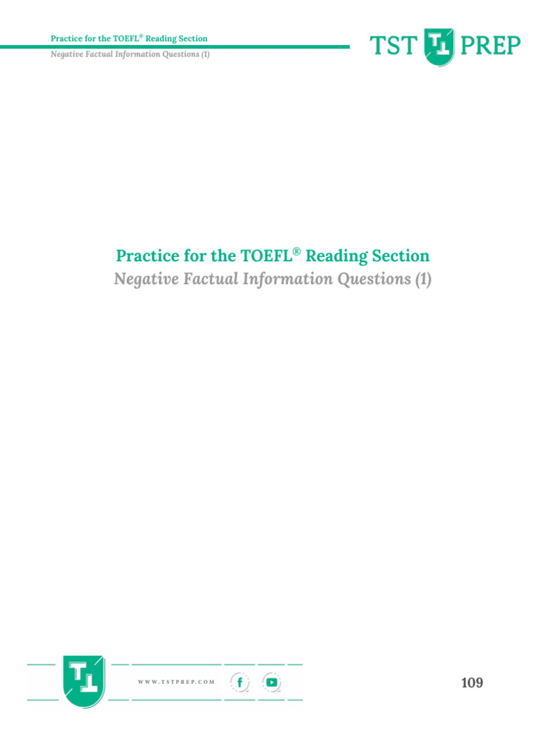 TST Prep - 100 TOEFL Reading Practice Questions-110-120 | PDF ...