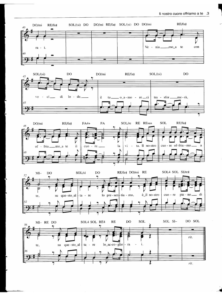 Il Nostro Cuore Offriamo A Te - Spartito | PDF