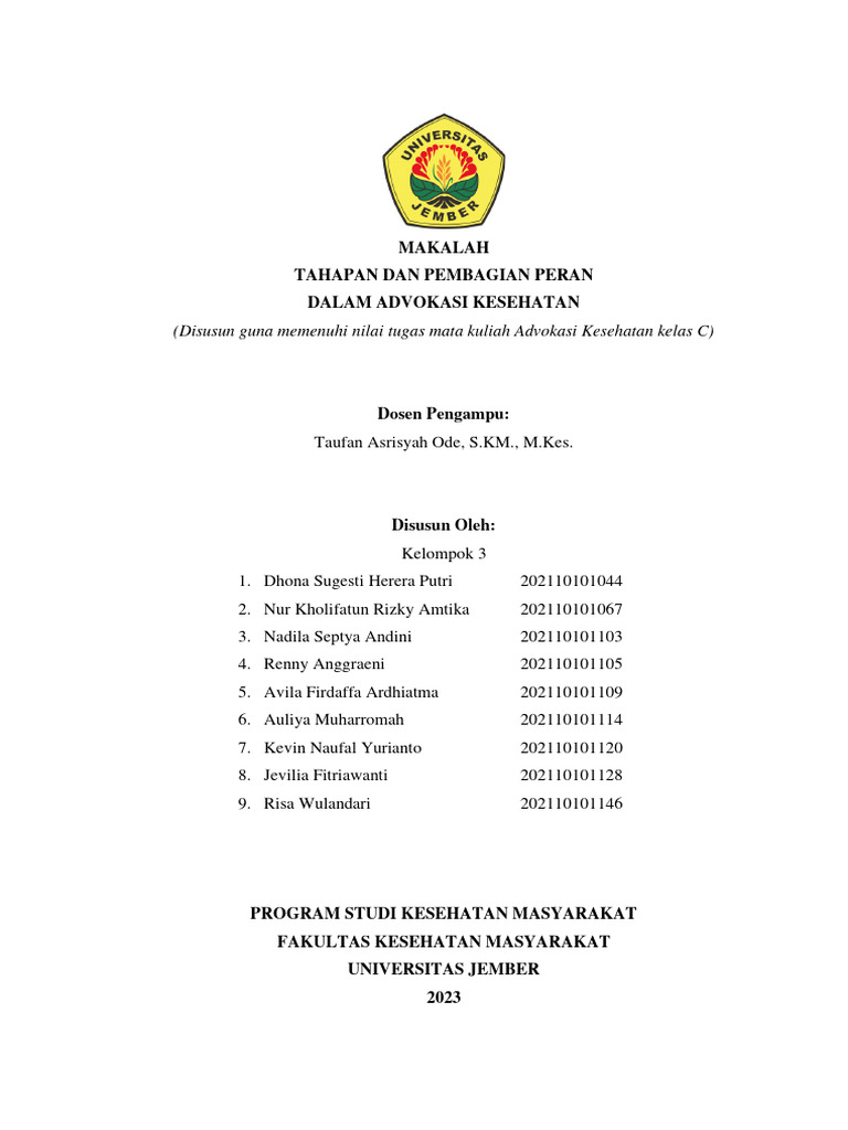 Tahapan dan Peran dalam Advokasi Kesehatan | PDF