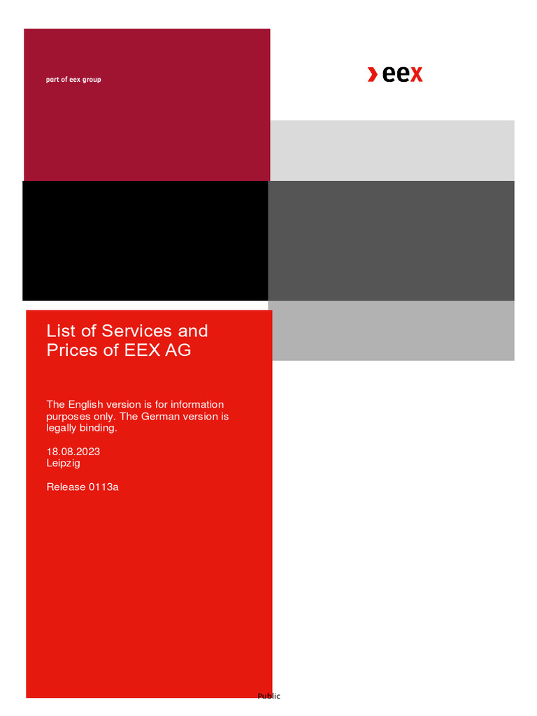 Price List EEX AG 0113a E FINAL | PDF | Futures Contract | Economies