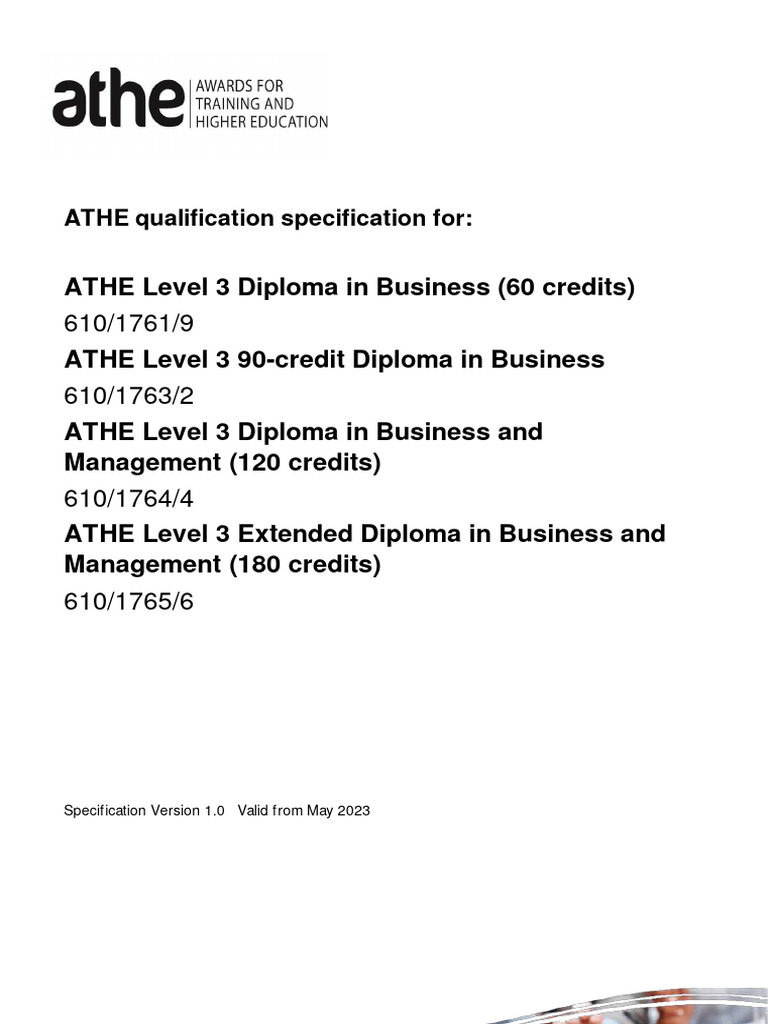 ATHE Level 3 Business Specification v1.0 FINAL 170423 | PDF | Learning ...
