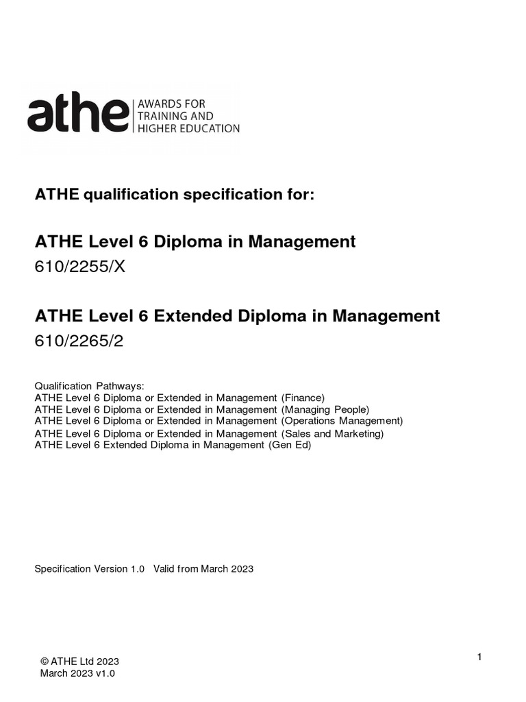 ATHE Level 6 Management Diploma Guide | PDF | Learning | Academic Degree