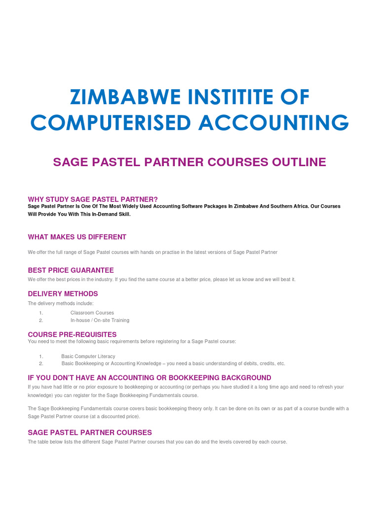 Sage Pastel Partner Courses... | PDF | Bookkeeping | Accounting
