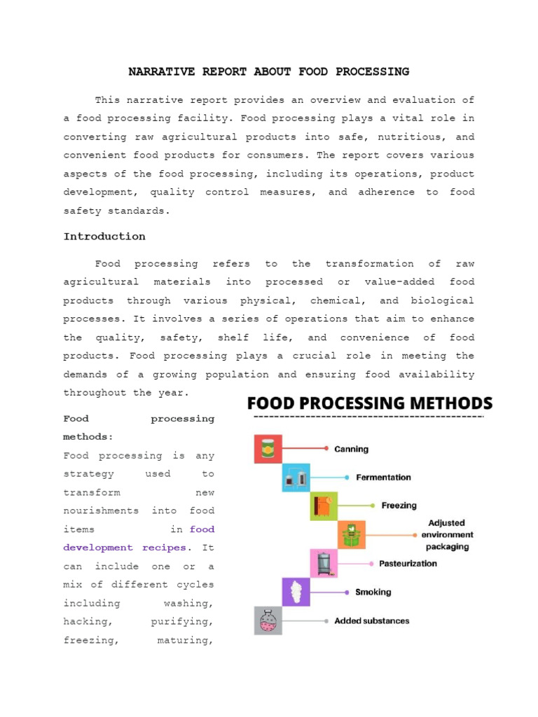 Narrative Report About Food Processing | PDF | Food Safety | Hazard ...
