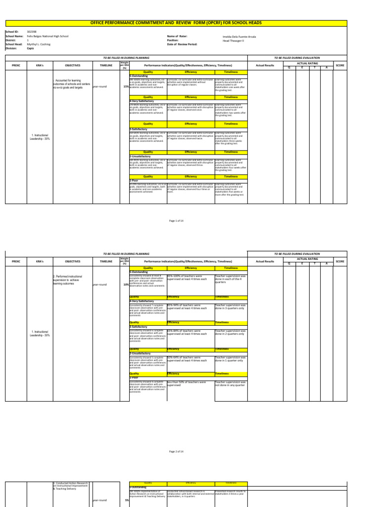 OPCRF Template | PDF | Learning | Cognition