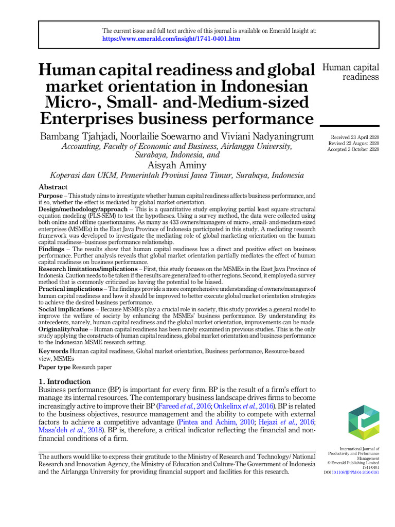 Human Capital Readiness and Global Market Orientation Journal | PDF ...