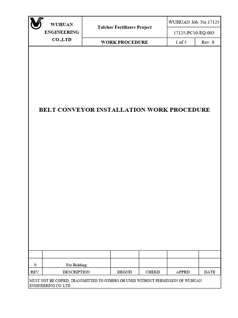 Attach-6 Work Procedure For Belt Conveyor Installation | PDF | Belt ...