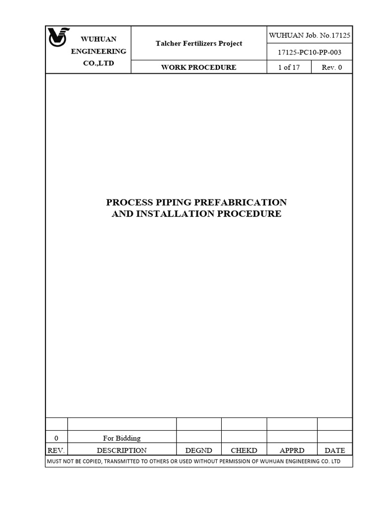 Piping Installation Procedure for Talcher Project | PDF | Pipe (Fluid ...
