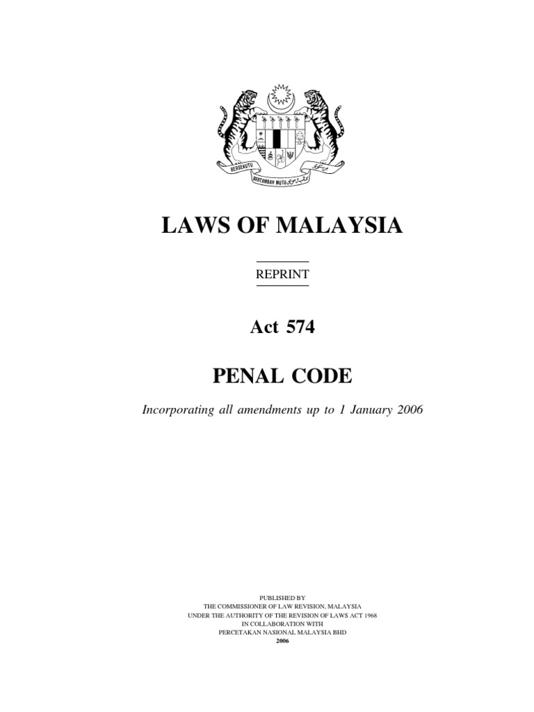 Malaysian Penal Code Act 574 Overview | PDF