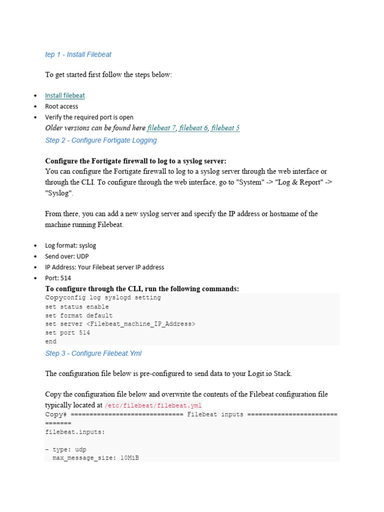 Install and Configure Filebeat for Fortigate | PDF | Port (Computer ...