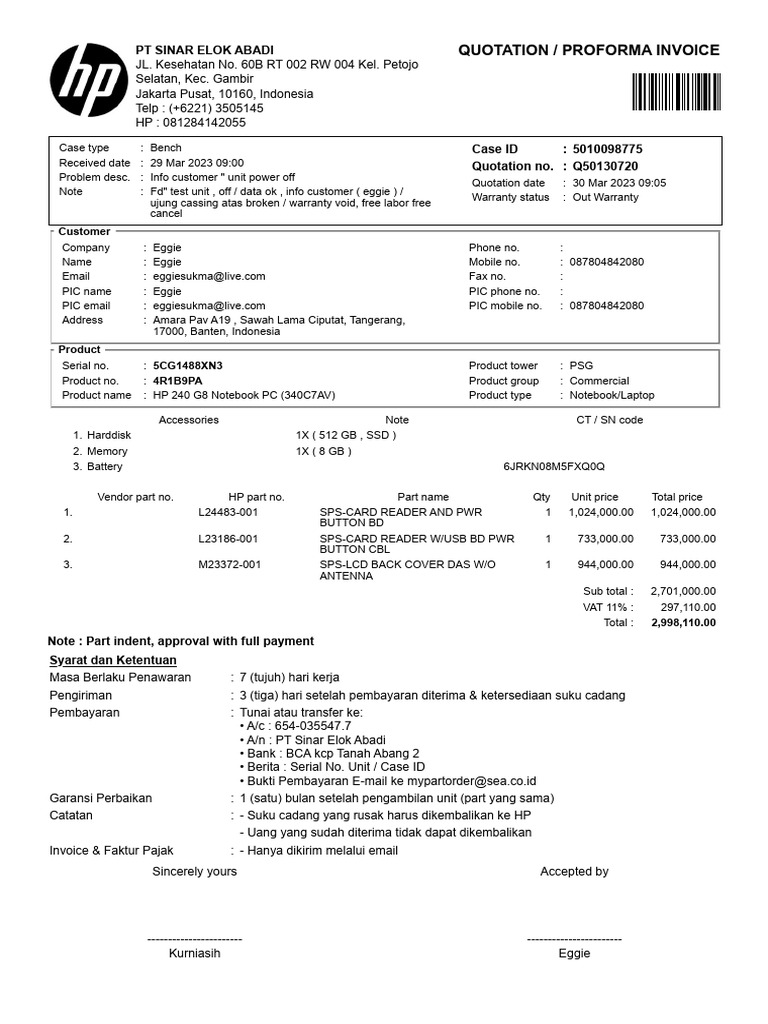 Quotation Form 5010098775 | PDF | Computer Science | Office Equipment