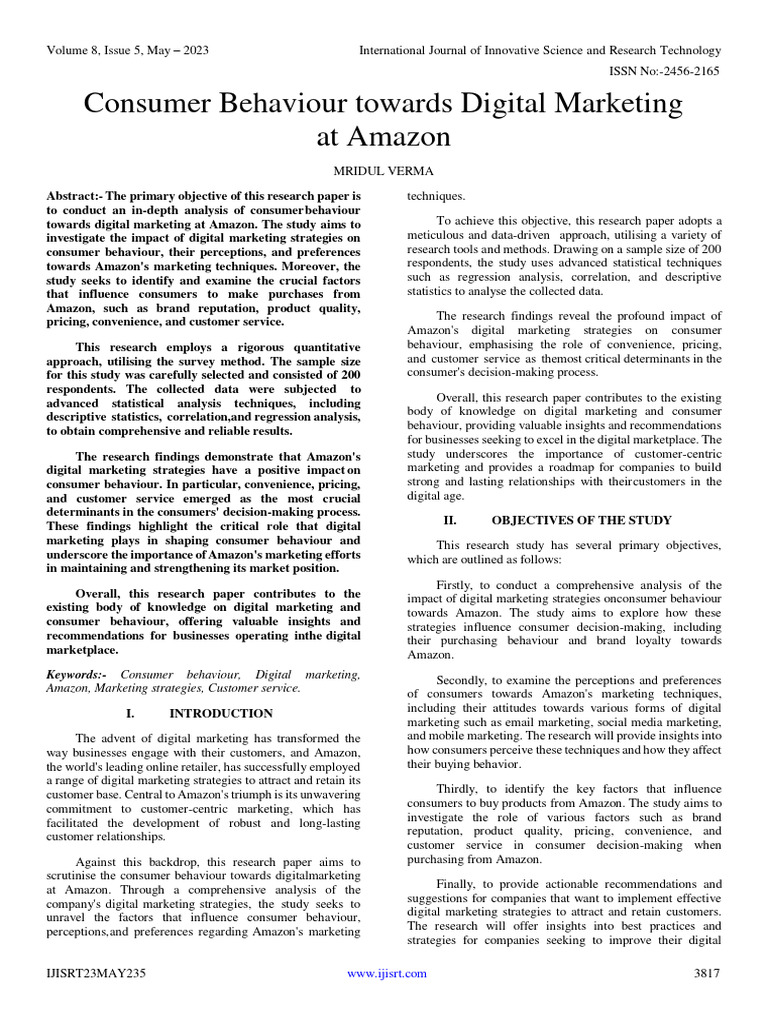 Consumer Behavior in Amazon's Digital Marketing | PDF | Consumer ...