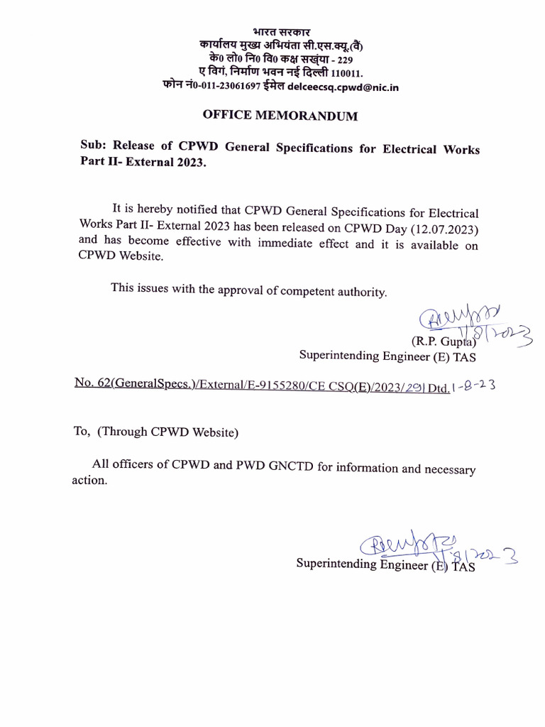 CPWD Electrical Specifications 2023 | PDF | Crane (Machine ...