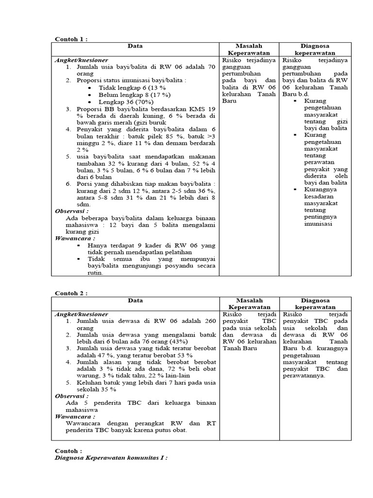 Contoh Analisa Data Dan Intervensi Komunitas | PDF