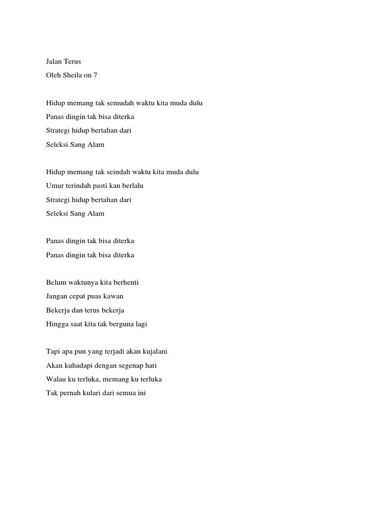 Lirik Lagu Jalan Terus Oleh Sheila On 7 | PDF