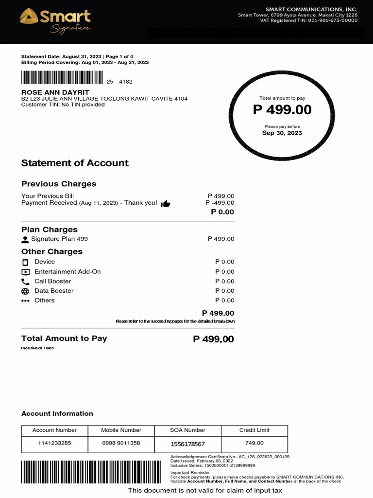 Estatement 1 | PDF | Value Added Tax | Receipt