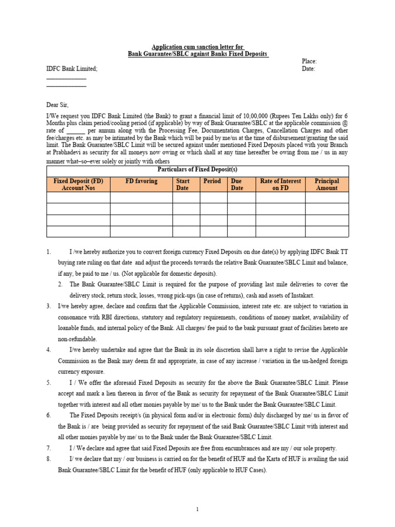 Application Cum Sanction Letter | PDF | Guarantee | Surety