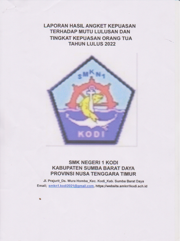 Lap. Angket Kepuasan Mutu Lulusan - SMKN 1 Kodi | PDF