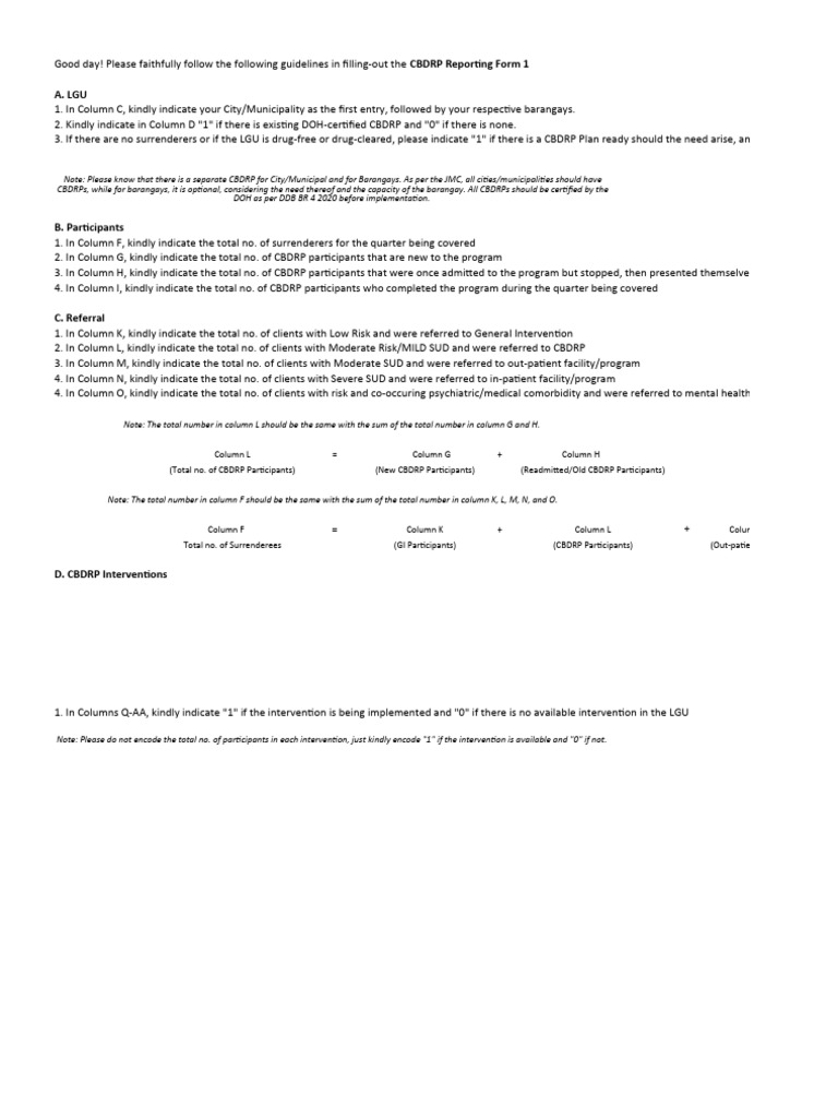 CBDRP Quarterly Reporting Guidelines | PDF | Drug Rehabilitation | Patient