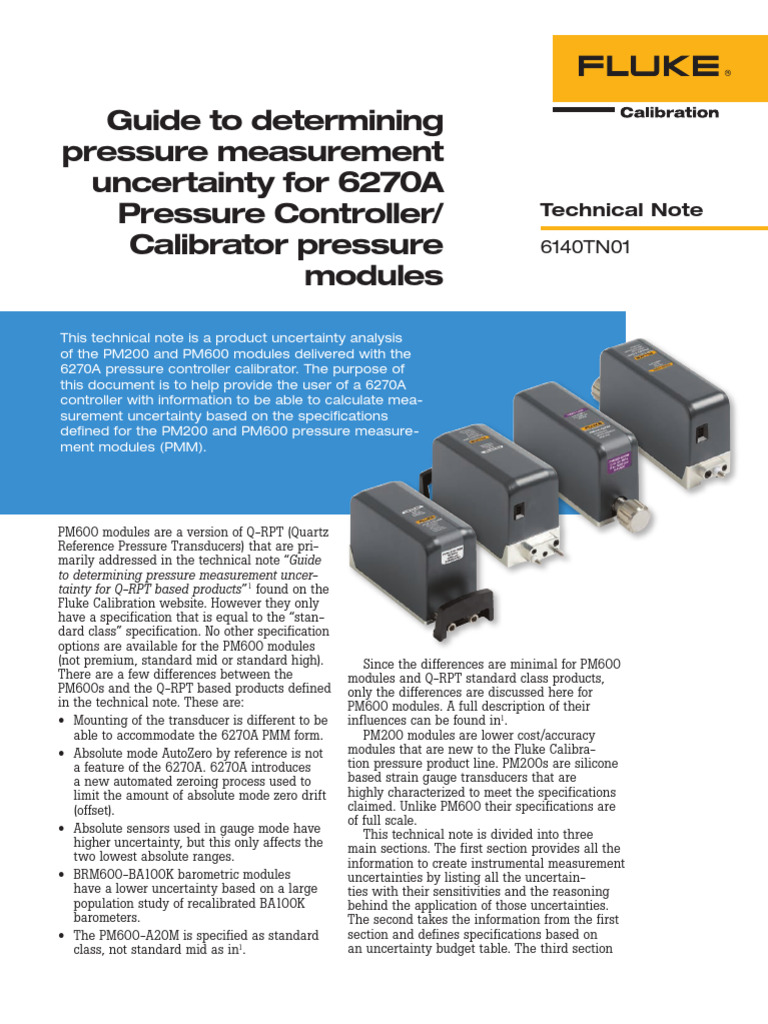 FLuke PRessure Uncertainty | PDF | Calibration | Pressure Measurement