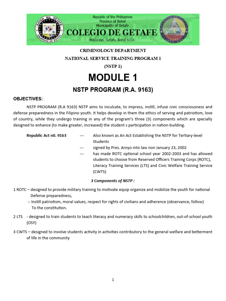 NSTP 1 Module | PDF | Leadership