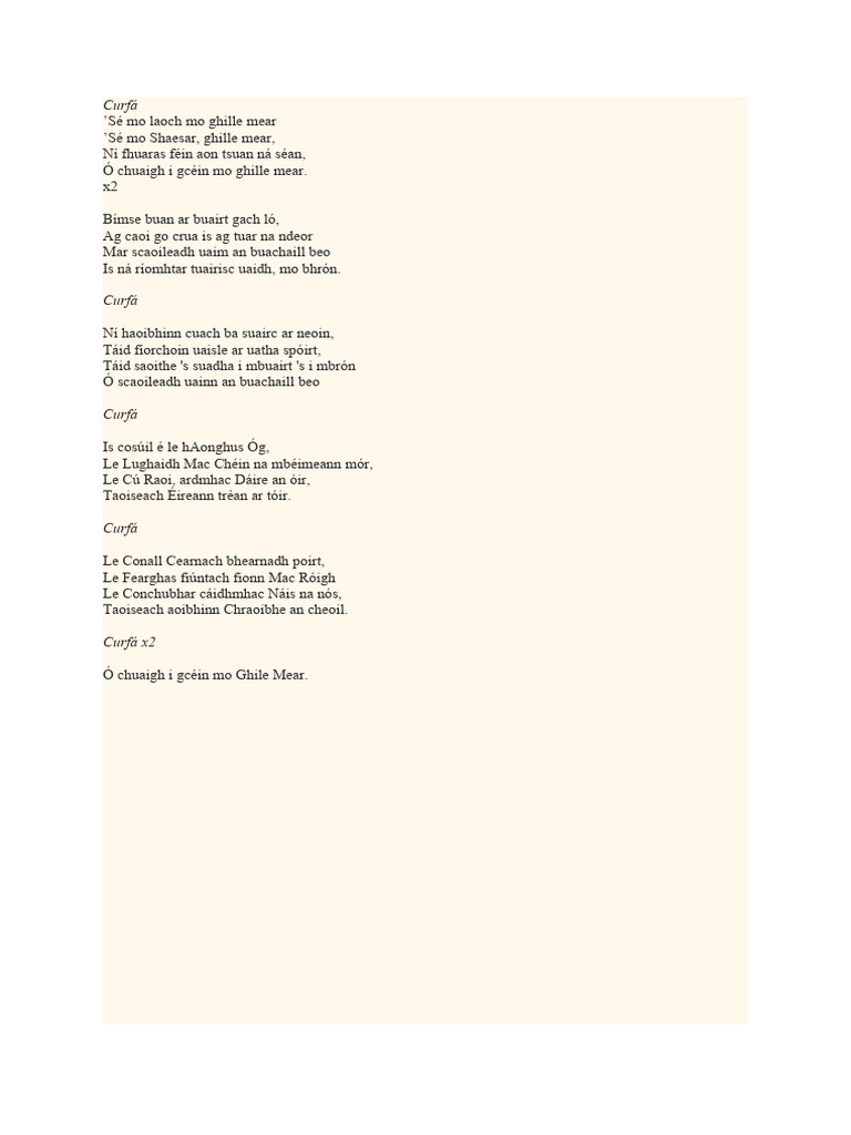 Mo Ghile Mear: Lyrics and Meaning | PDF