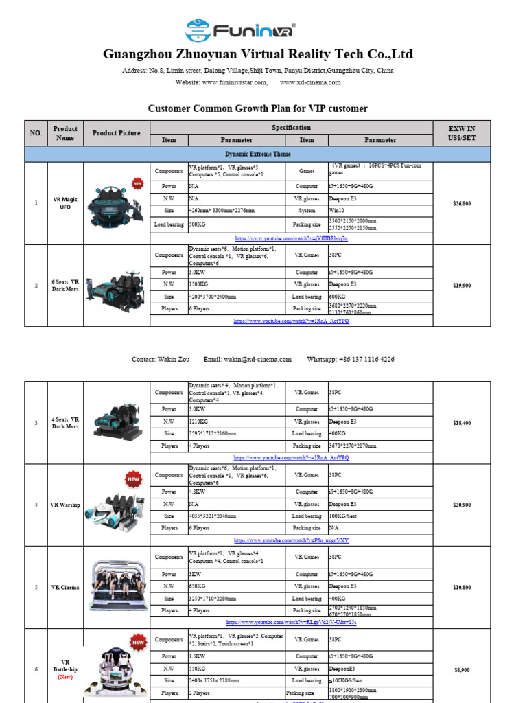 VR Gaming Machines and Prices Overview | PDF | Virtual Reality | Receipt