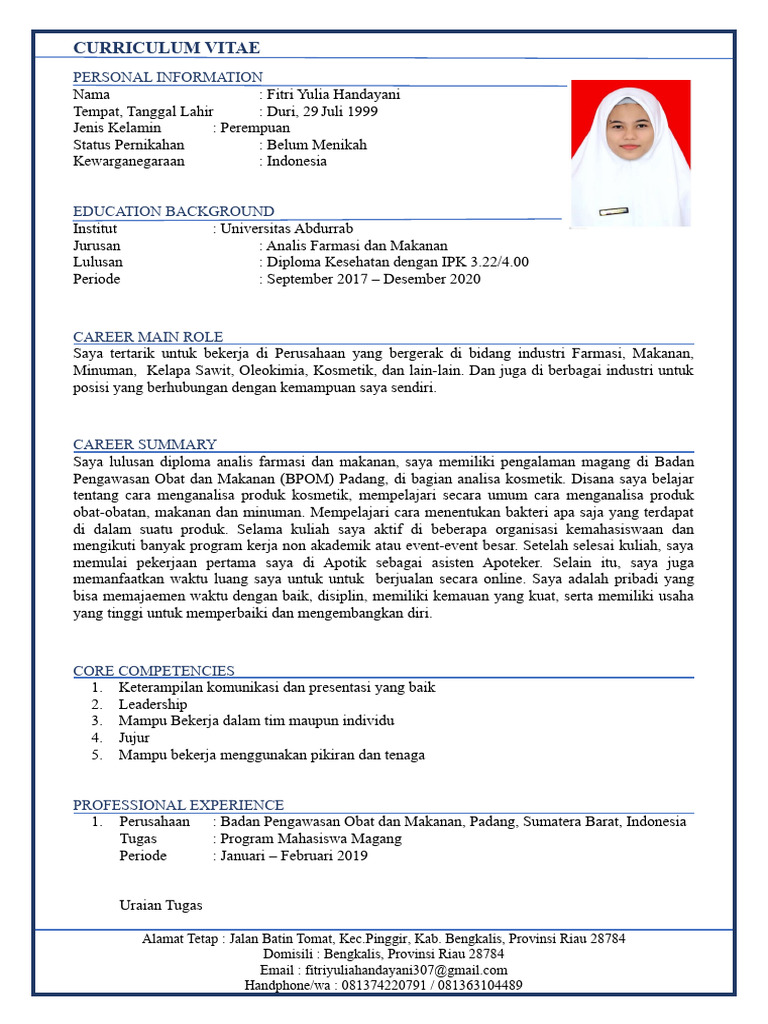 CV Fitri Yulia Handayani. | PDF