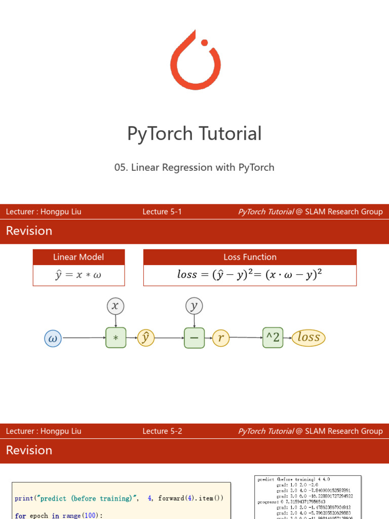 Lecture 05 Linear Regression With Pytorch Pdf Learning Theoretical Computer Science