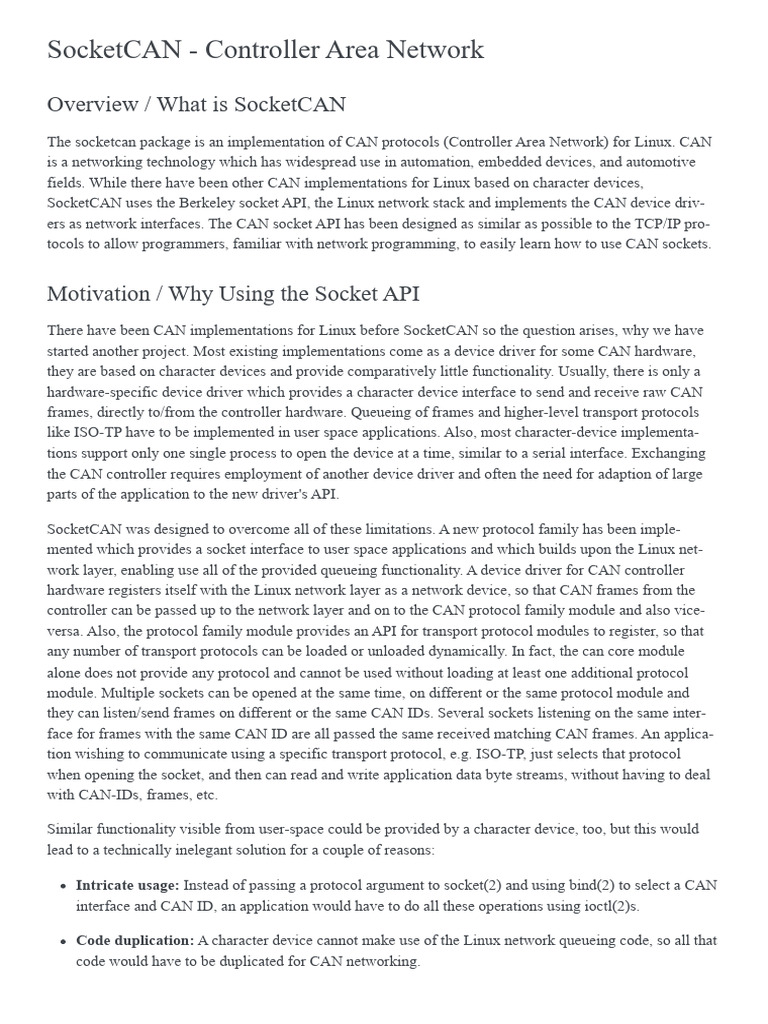 Socket CAN | PDF | Device Driver | Computer Network