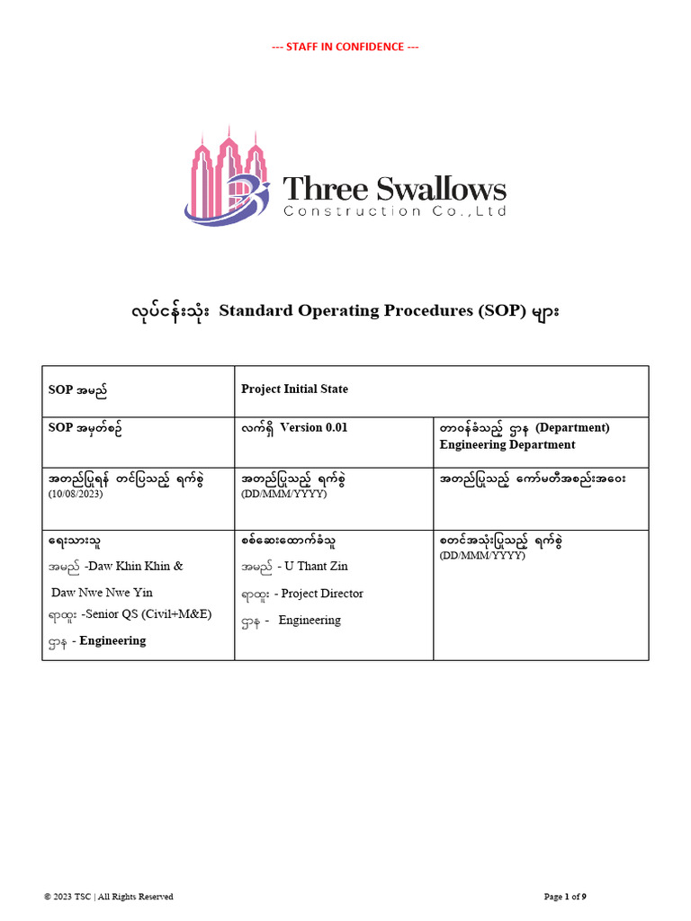 SOP For Project - QS Section - REV-02 - 1691982920 - 1 | PDF