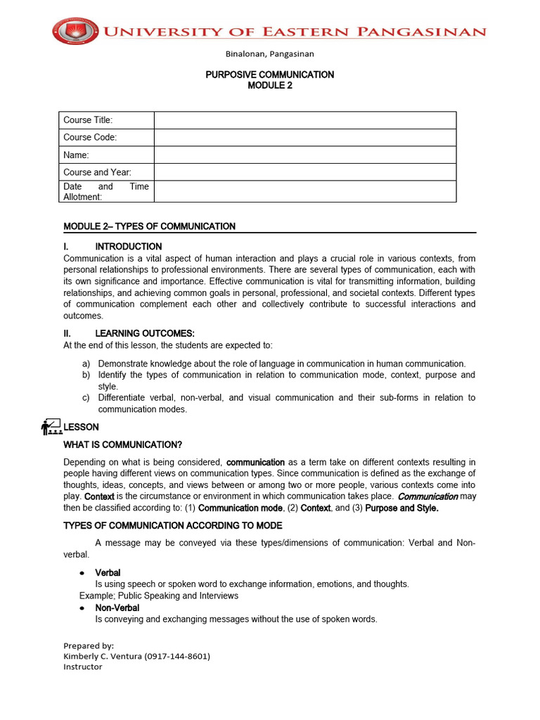 Module 2 Types of Communication | PDF | Communication | Human Communication