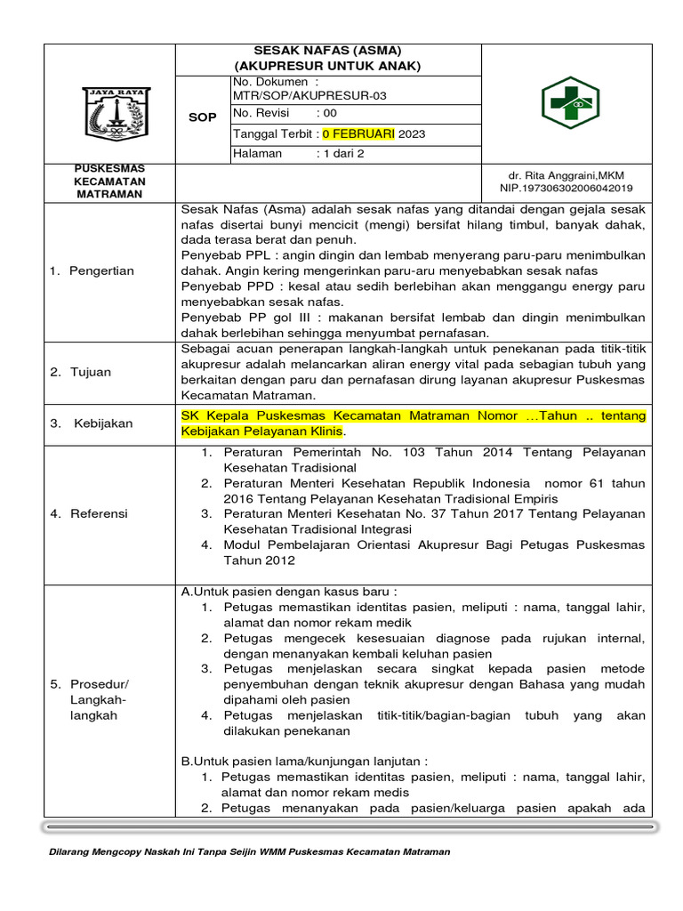 Akupresur untuk Atasi Asma Anak | PDF