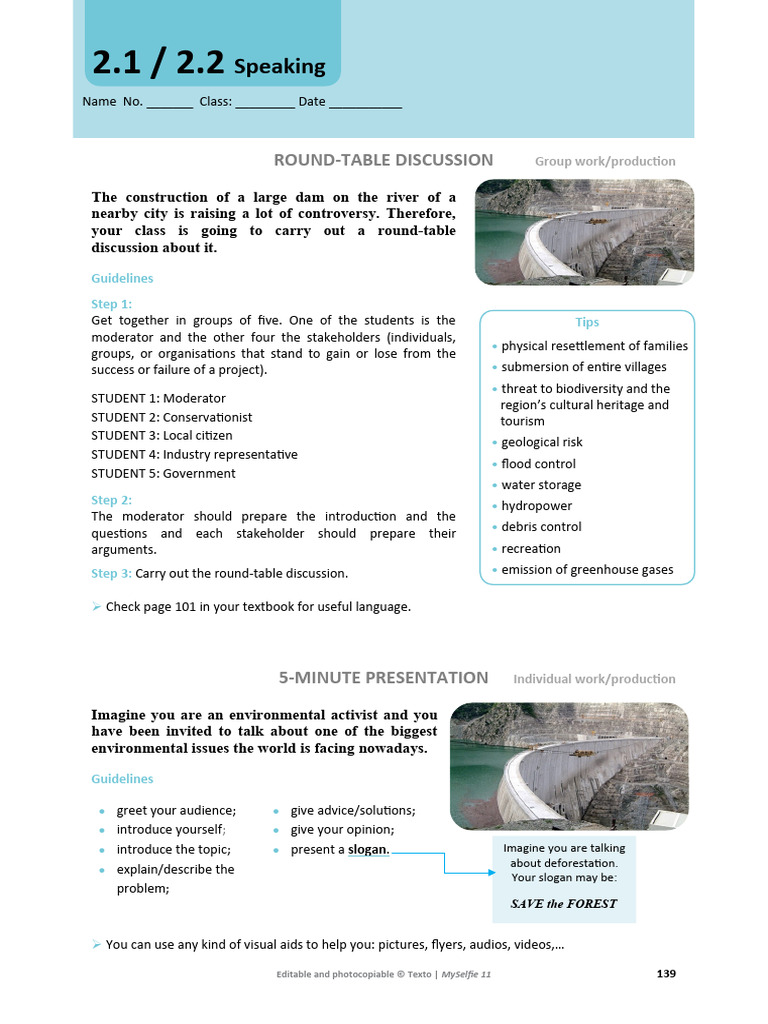 Standard - Speaking - U2.1-2.2 - Round-Table Discussion - 5-Minute Presentation | PDF | Natural ...