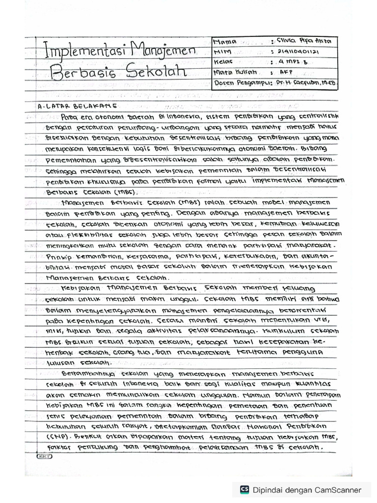 Implementasi Mbs - Silvia Rifa Aziza - 214110401121 | PDF