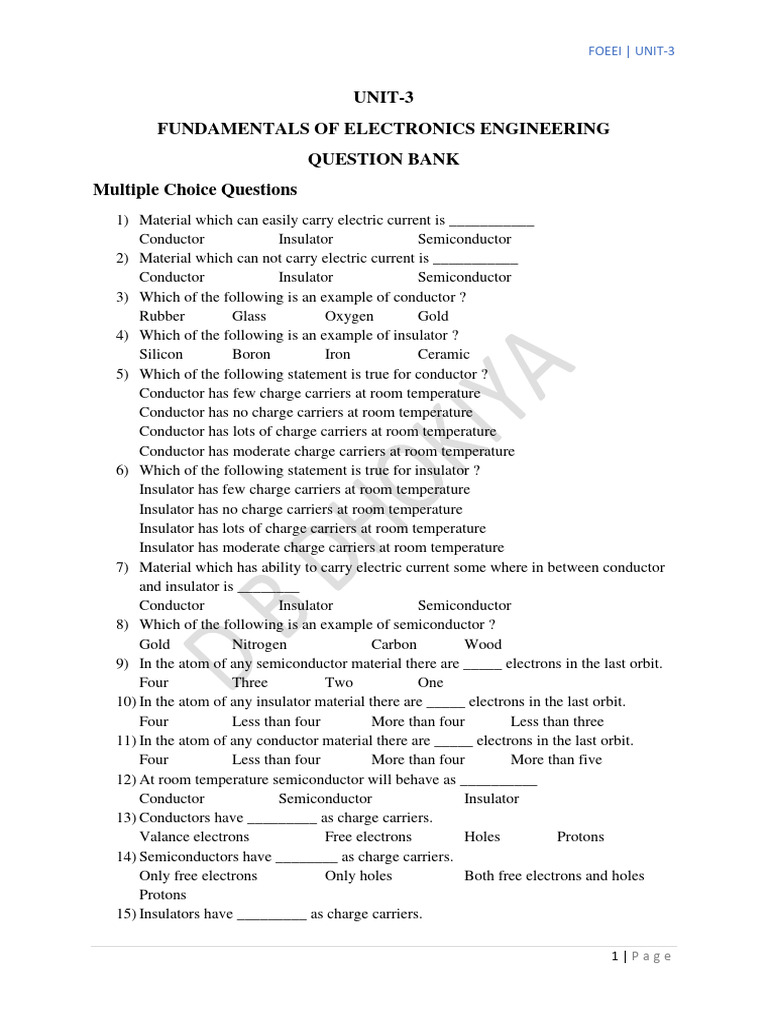 Unit - 3 - Question Bank | PDF | Semiconductors | Electrical Resistivity And Conductivity