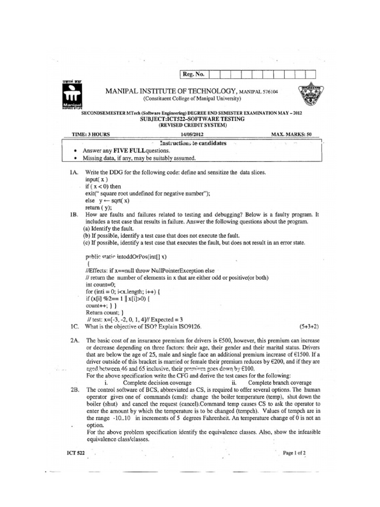 Software Testing (ICT - 522) RCS | PDF