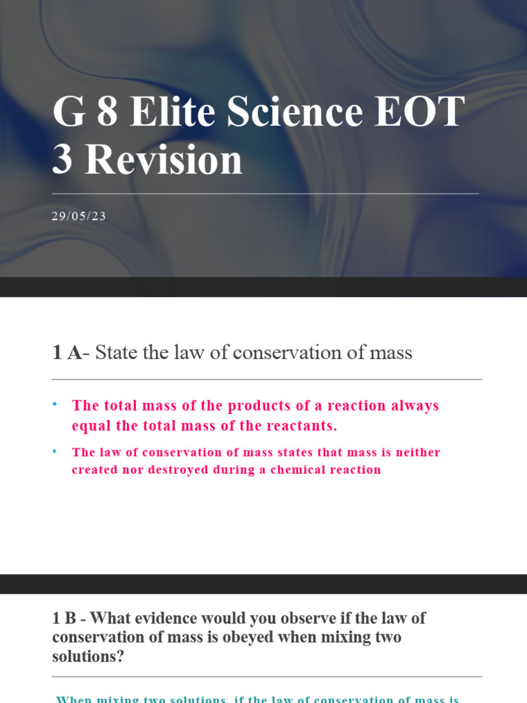 G 8 Elite Science EOT 3 Revision | PDF | Chemical Reactions | Solubility