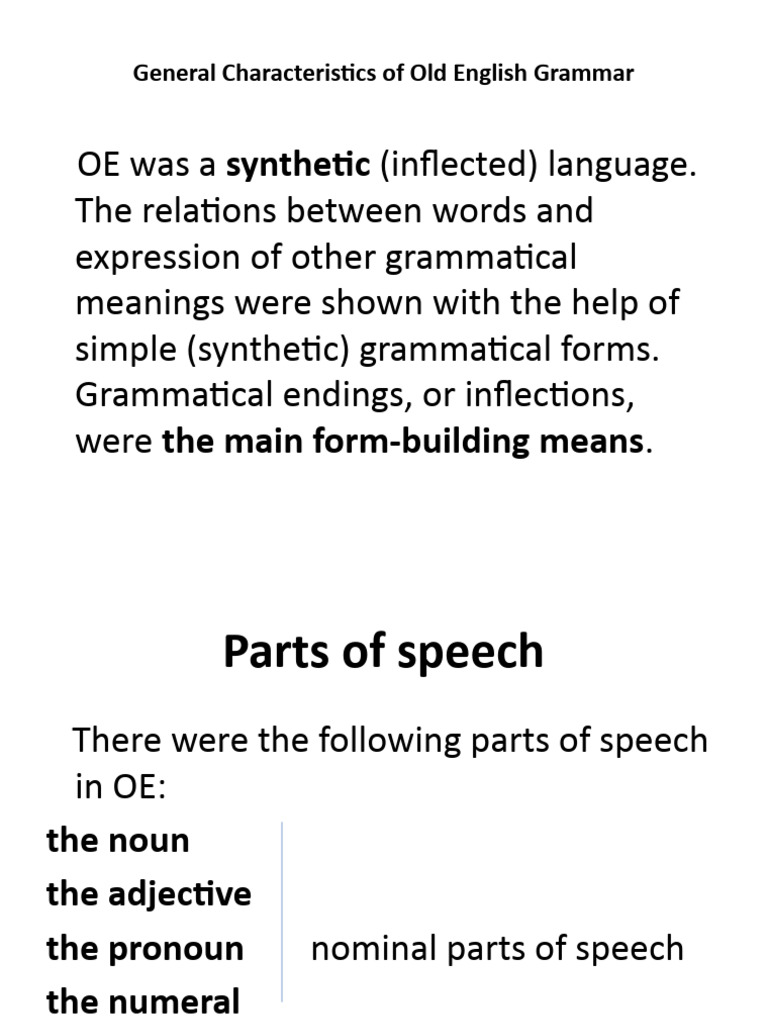 General Characteristics of Old English Grammar | PDF | Grammatical ...