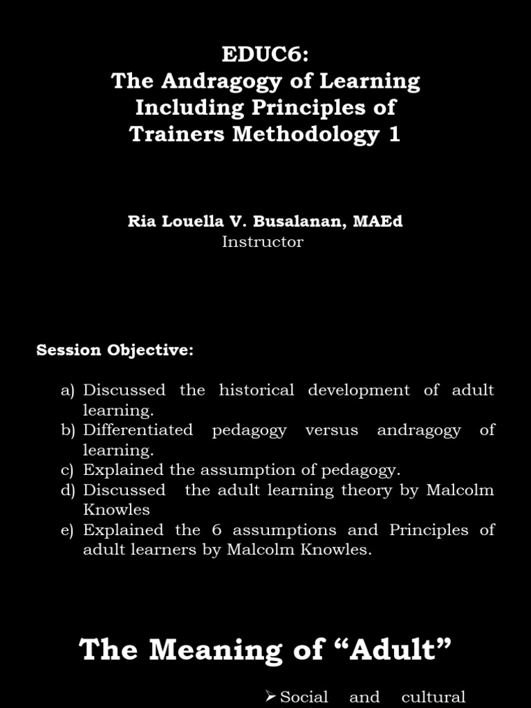 Andragogy of Learning Chapter 1 | PDF | Adult Education | Learning