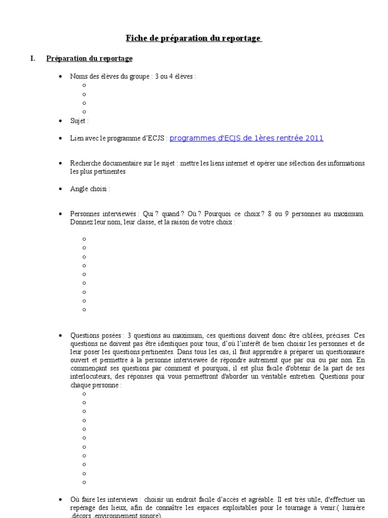 Préparer un Reportage Efficace | PDF | Recherche d'information | Science