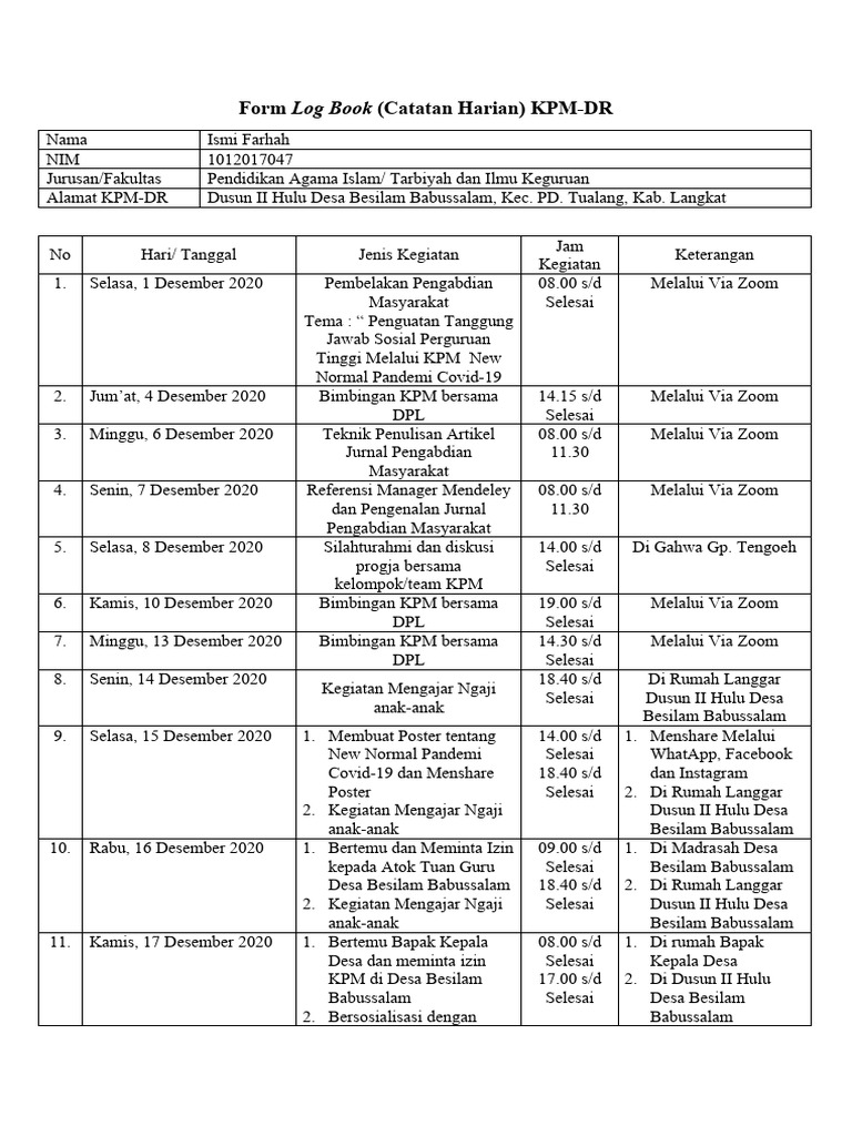 Form Log Book | PDF