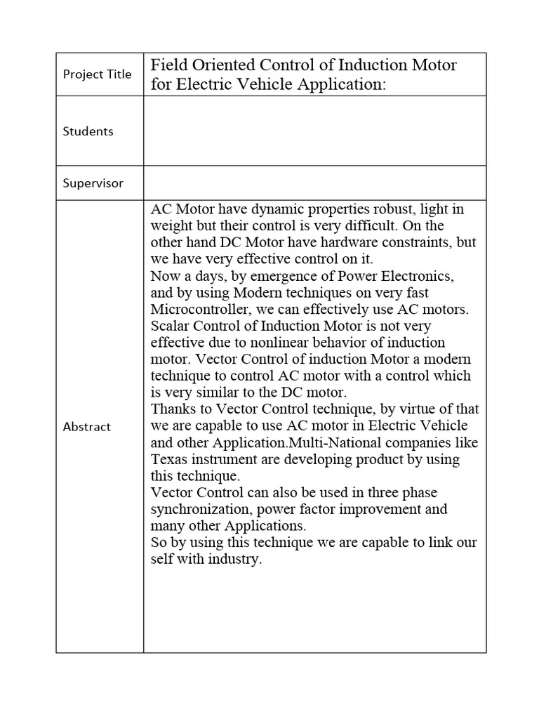 Field Oriented Control Of Induction Motor Pdf