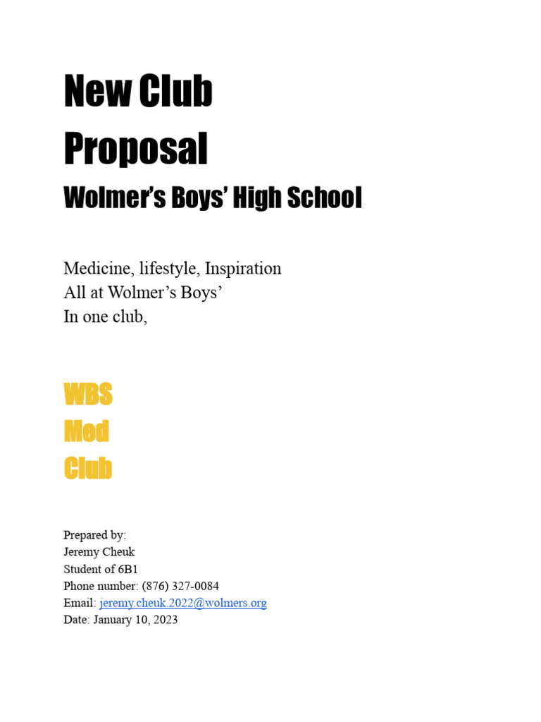 WBS Med Club Proposal | PDF | Medicine | Health Care
